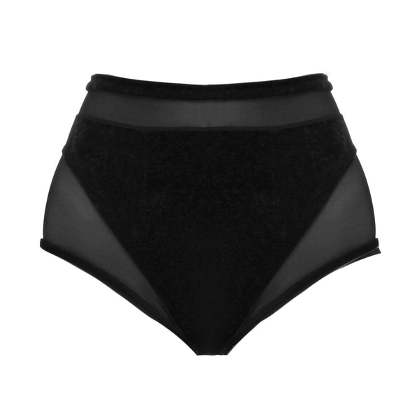 DSTM Solta velvet high waist brief with mesh panels - black ...